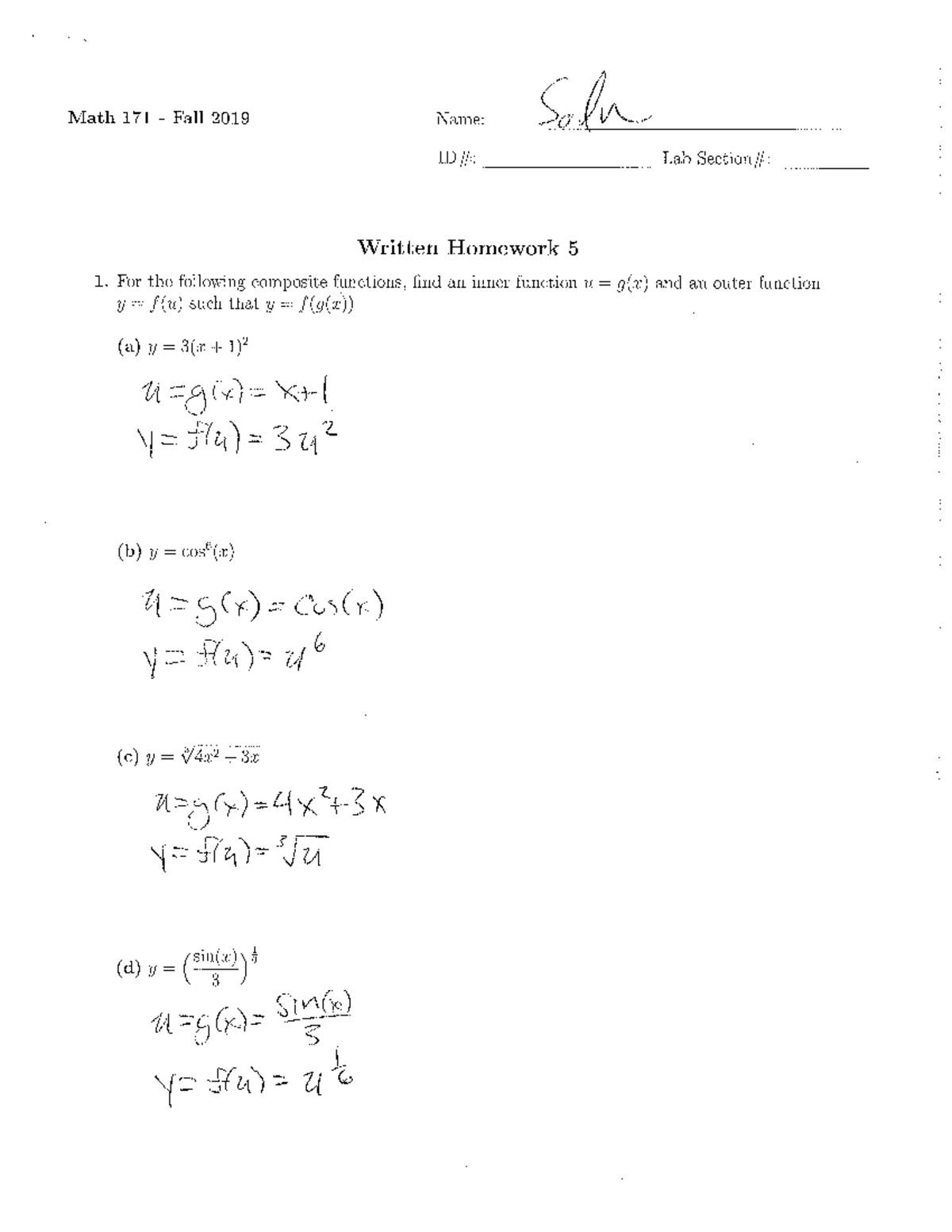 Hw5soln - home work - MATH 171 - Studocu