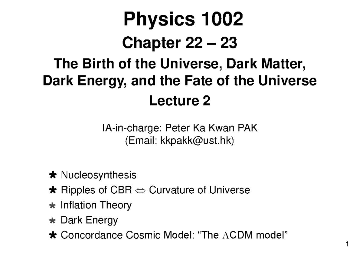 Chapter 22-23 - Lecture 2-PV - 1 Physics 1002 Chapter 22 – 23 The Birth ...