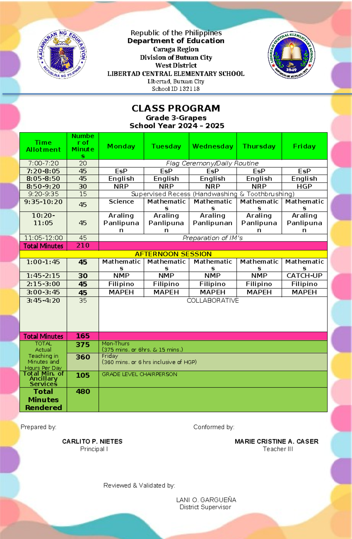 G3 Class Program NEW - guide for schedulin - Republic of the ...