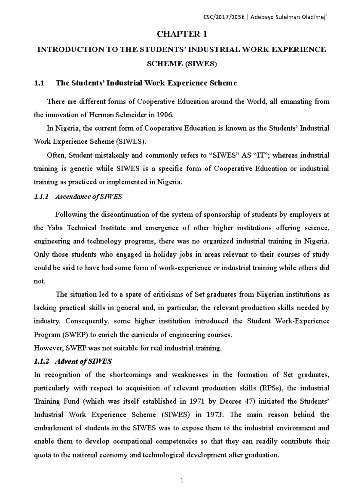 Siwes Report ON WEB AND Wordpress - CHAPTER 1 INTRODUCTION TO THE ...