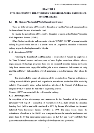 SIWES REPORT COMPUTER SCIENCE - A TECHNICAL REPORT ON COMPLETION OF STUDENT INDUSTRIAL WORK ...