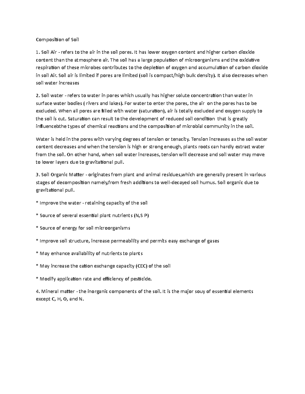 Composition of Soil doc - Composition of Soil Soil Air - refers to the ...