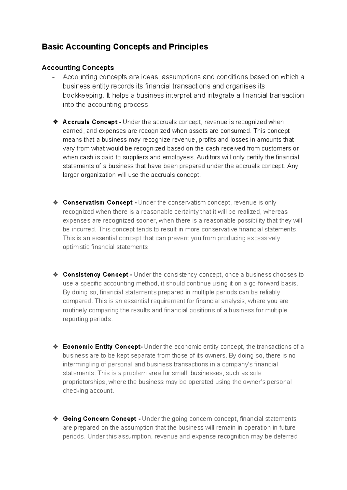 Basic Accounting Concepts and Principles - Basic Accounting Concepts ...