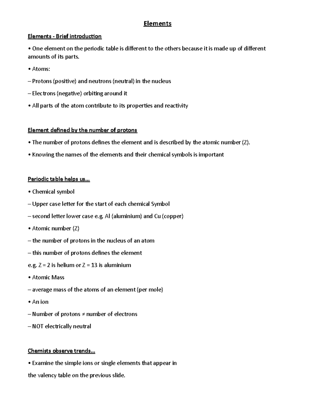 Lecture Notes on Elements - Elements Elements ‐ Brief introduction One ...