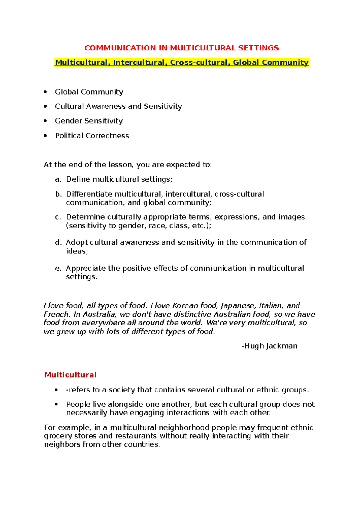 Communication IN Multicultural Settings - COMMUNICATION IN ...