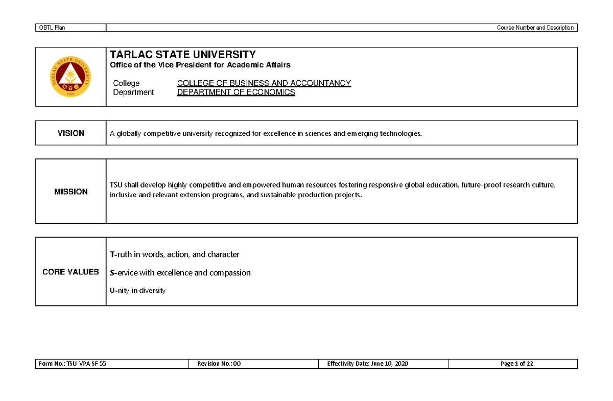 OBTL ECO DEVT Flex Learn 08302023 - TARLAC STATE UNIVERSITY Office of ...