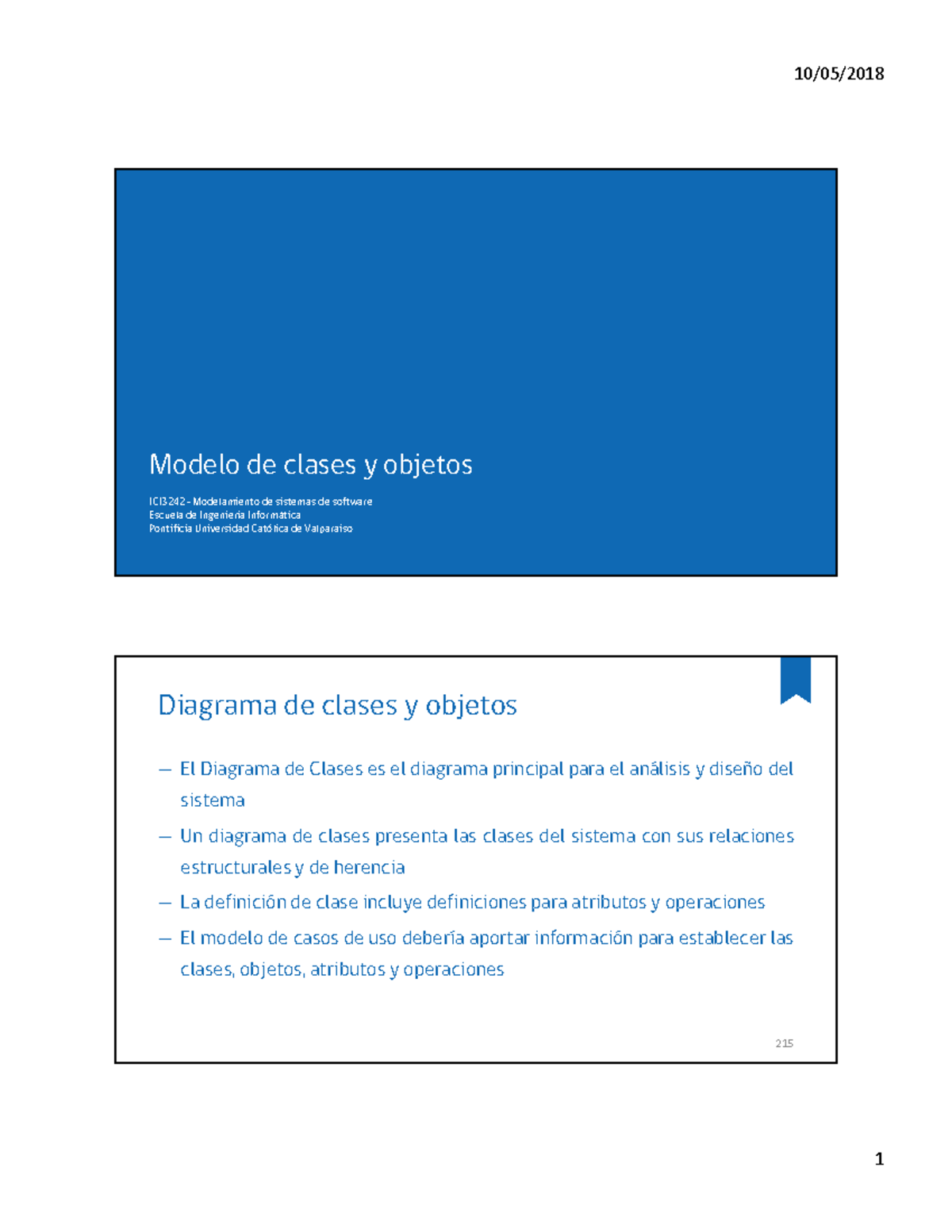 15. Modelo de clases y objetos - 10/05/2018 Modelo de clases y objetos ...