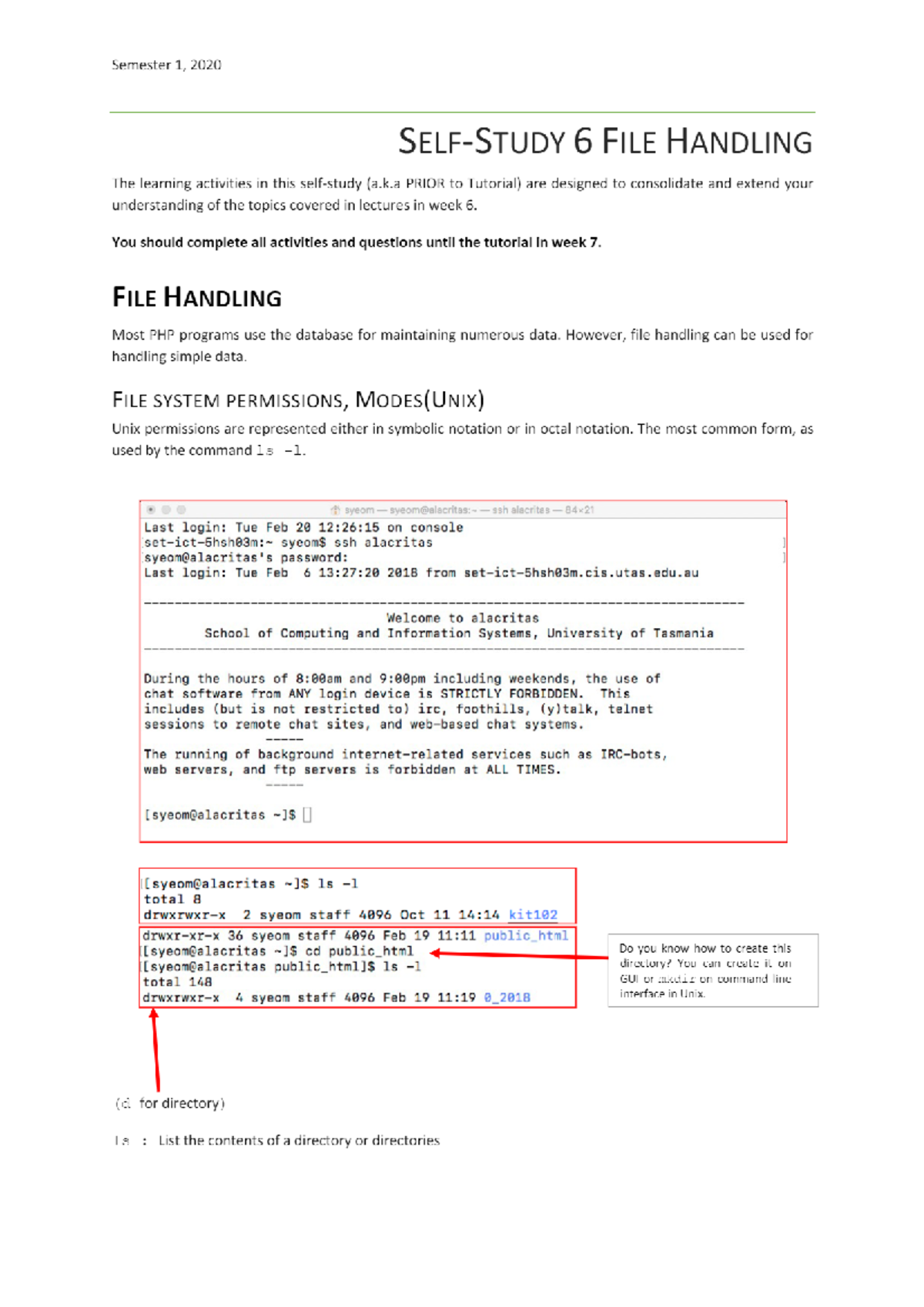 SS6 File Handling - KIT502 Web Development - K7I - UTAS - Studocu