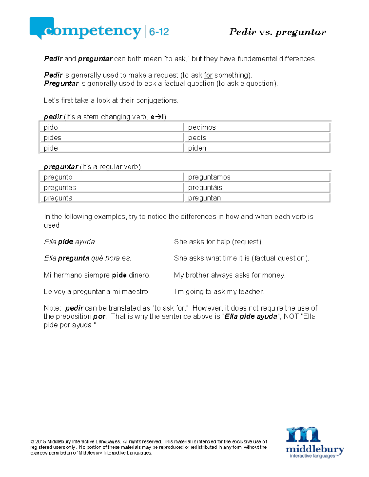 Pedir v preguntar pdf - Spanish Adverb Rules/ Practice Notes - Pedir vs ...