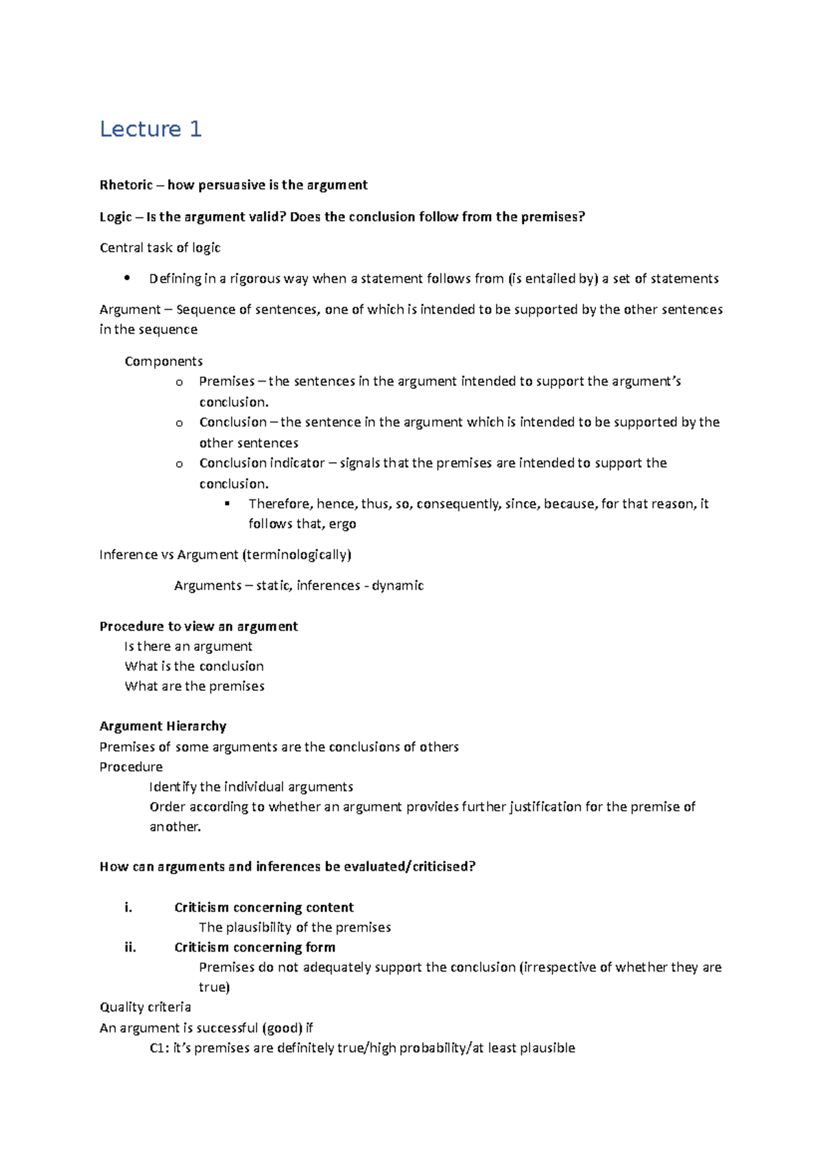 Week 1 Lecture Logic And Argument Lecture 1 Rhetoric How Persuasive Is The Argument Logic