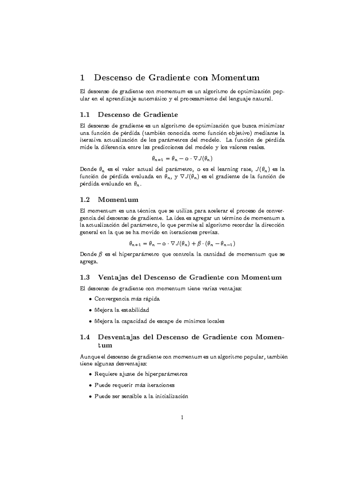 IA - Modelos de aprendizaje - 1 Descenso de Gradiente con Momentum El ...