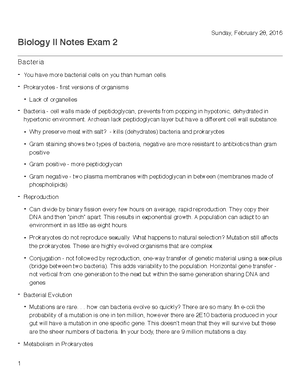 Biology II - lecture notes - BIC 10 :00- 11 : 00 Introduction - 1 ...