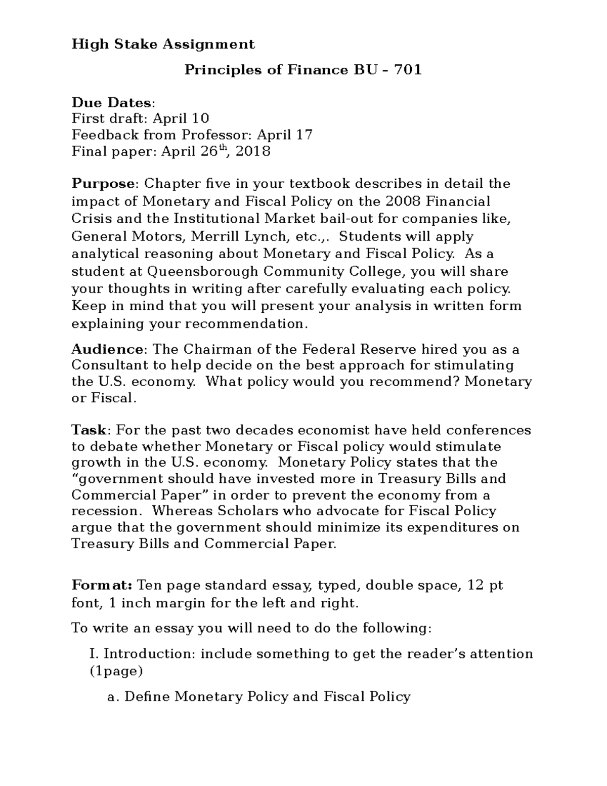 High Stakes Assignment for students only - High Stake Assignment ...