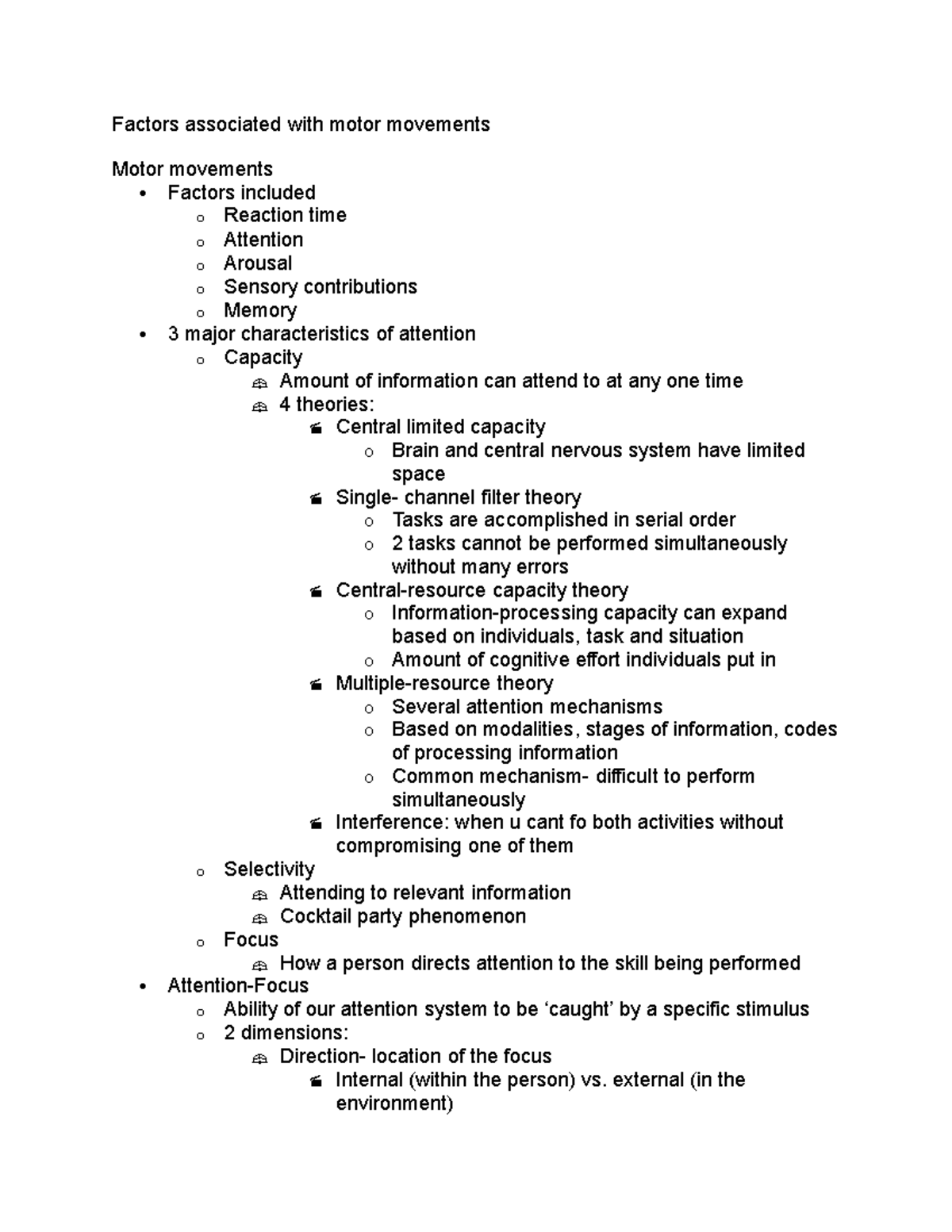 Motor learning ch 5 - notes - Factors associated with motor movements ...