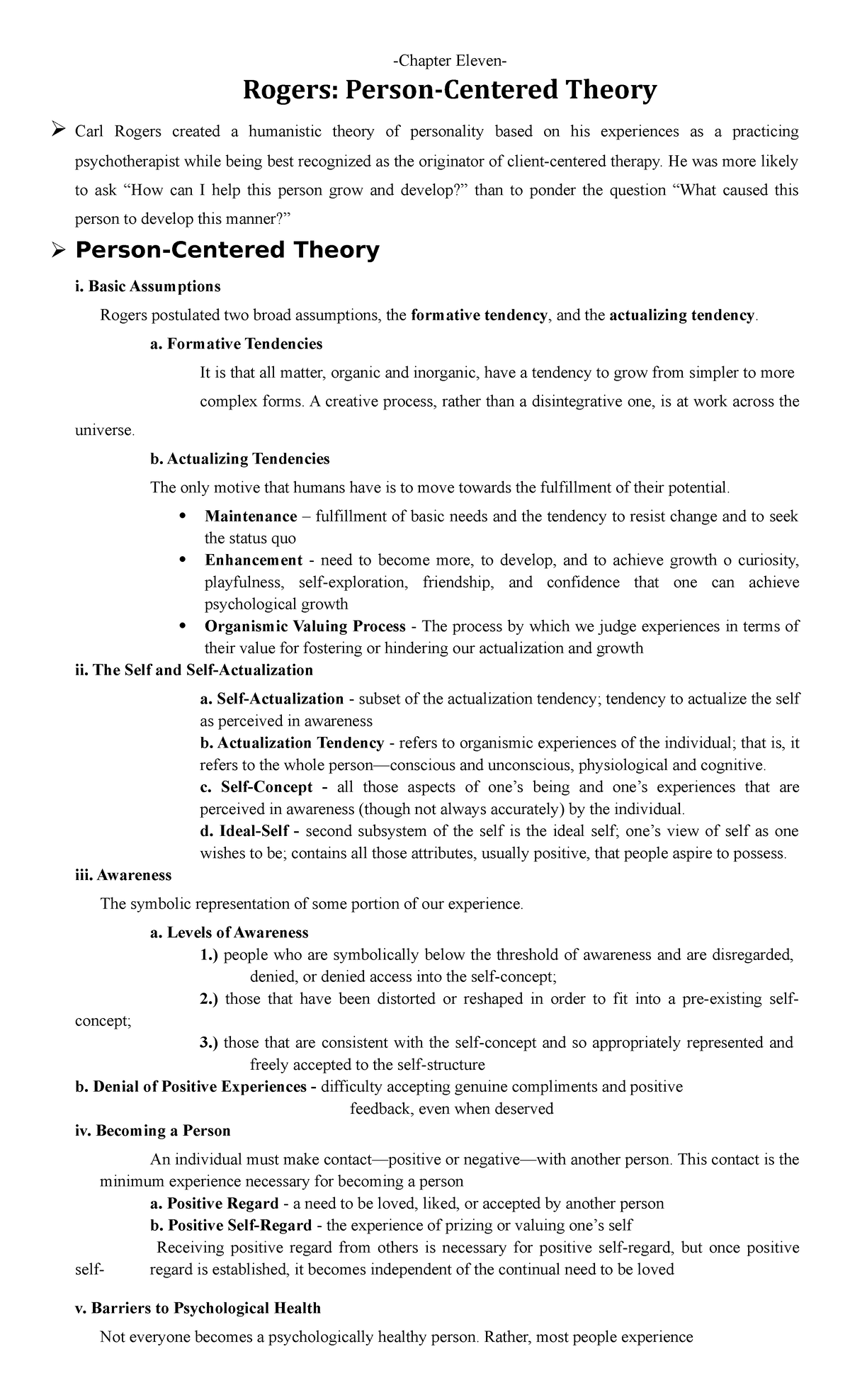Chapter Eleven -Chapter Eleven- Rogers: Person-Centered Theory Carl ...