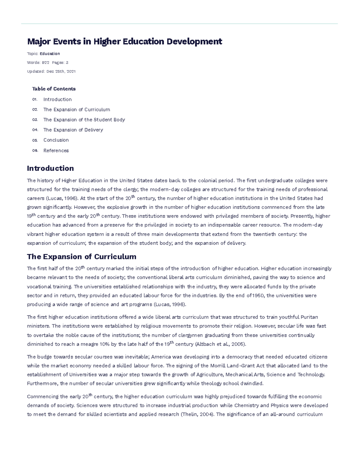 Major Events in Higher Education Development Free Essay Example - Major ...