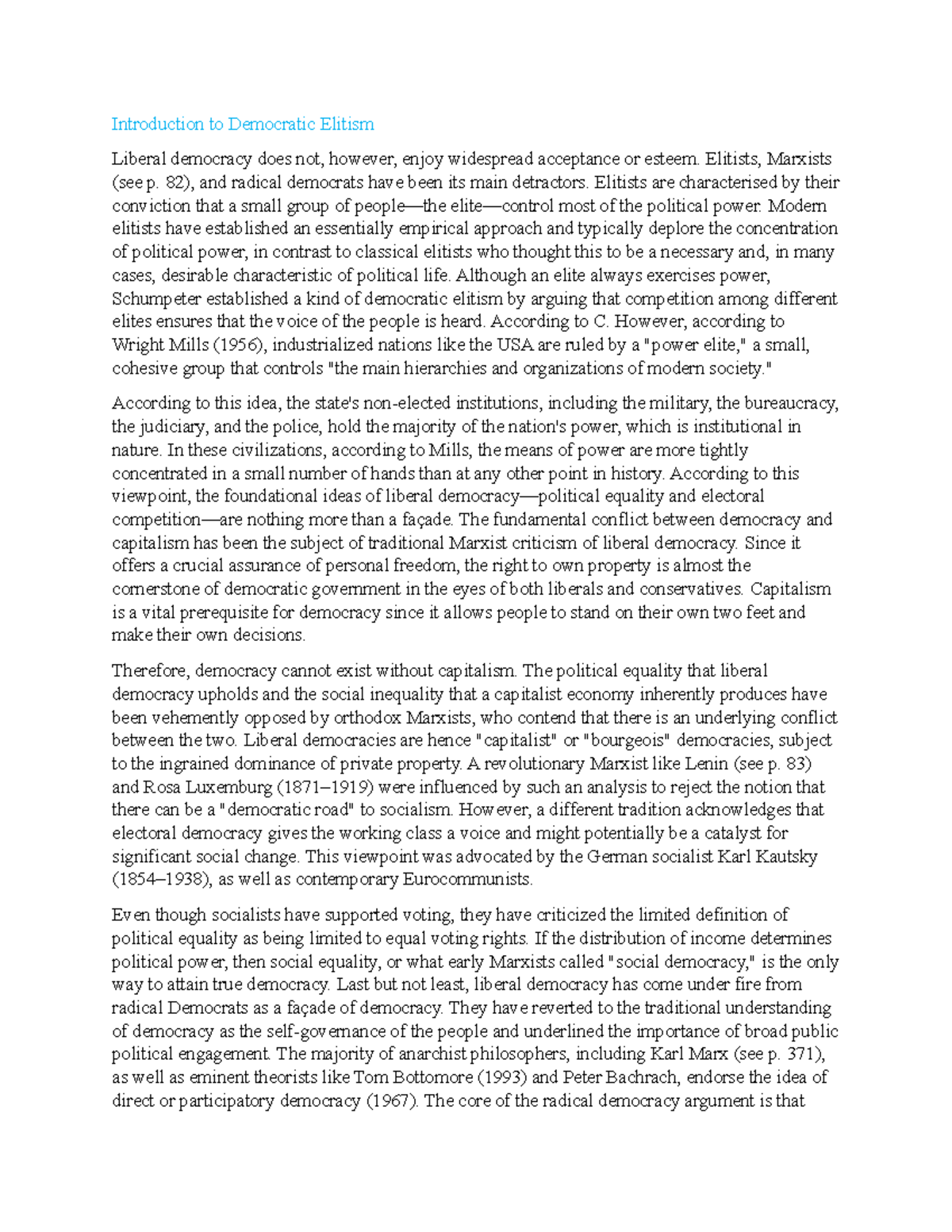 Introduction to Democratic Elitism - Introduction to Democratic Elitism ...