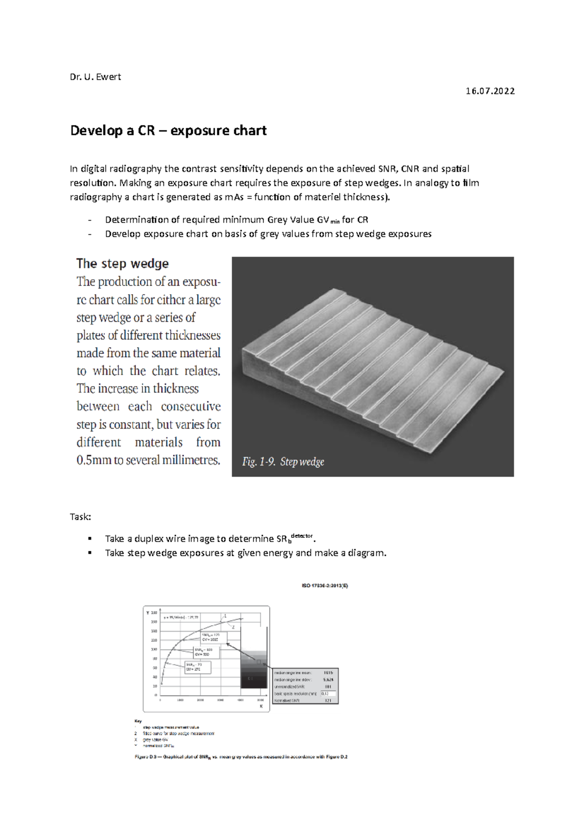 Make a CR exposure chart - Dr. U. Ewert 16. Develop a CR – exposure ...