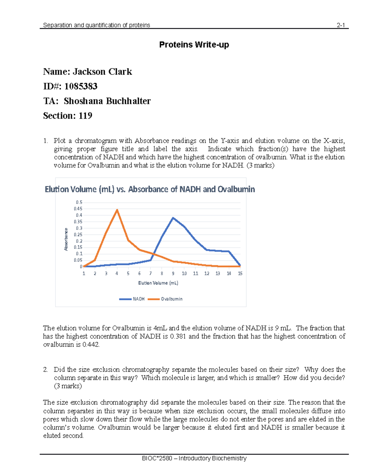 Protein Lab Write-up Template - Separation and quantification of ...