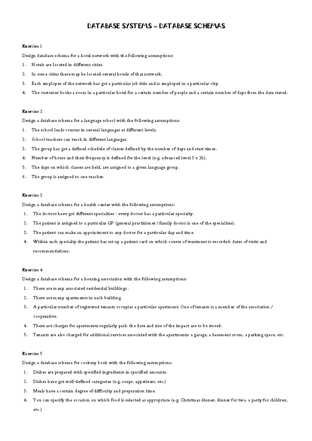 Schemas exercise - This is test doc - Database systems – Database ...