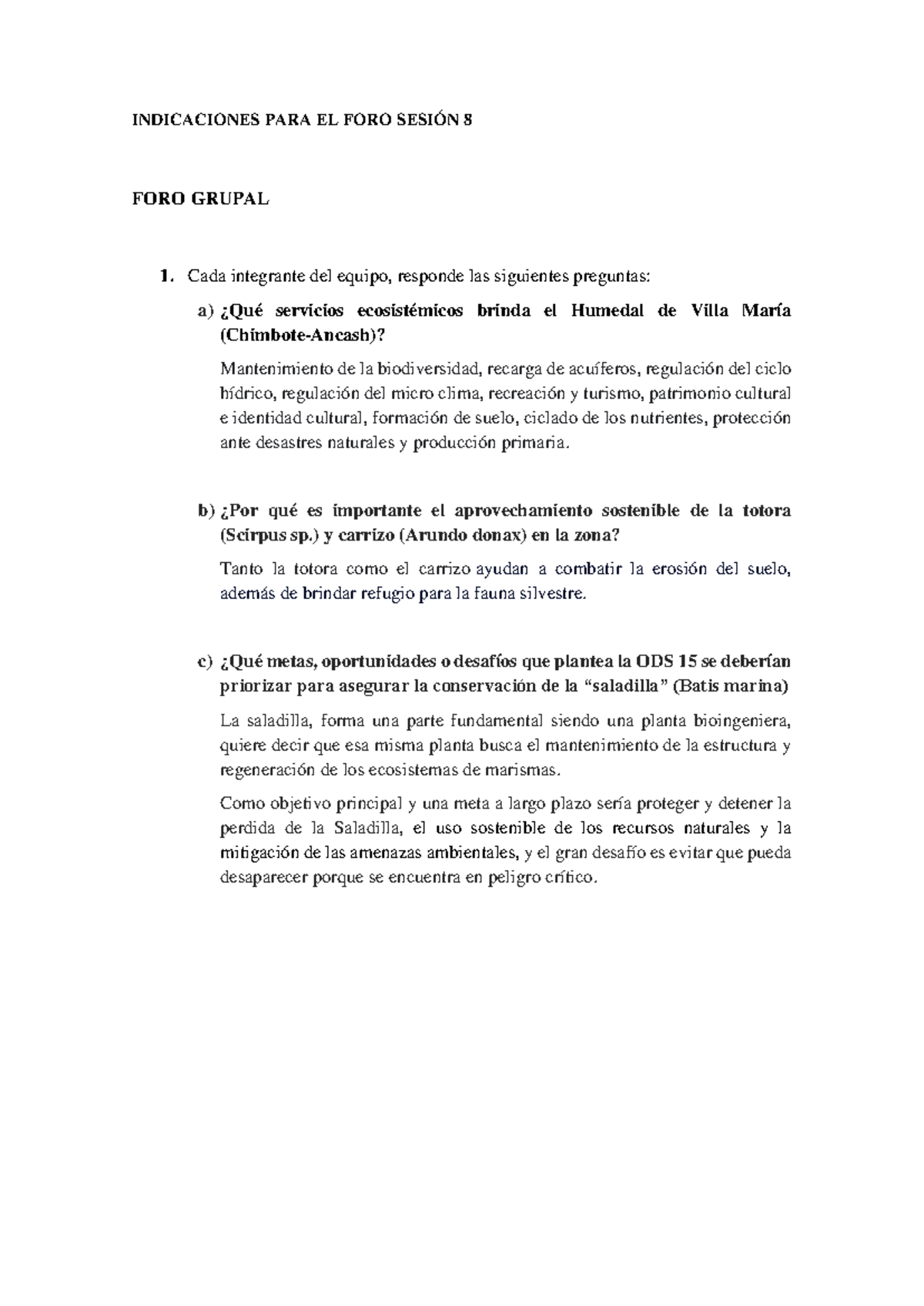 FORO Sesión 8 - informacion - INDICACIONES PARA EL FORO SESIÓN 8 FORO ...