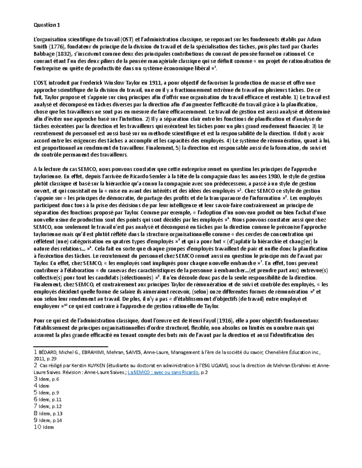 Adm1002 tn1 - Question 1 L’organisation scientifique du travail (OST) et l’administration ...