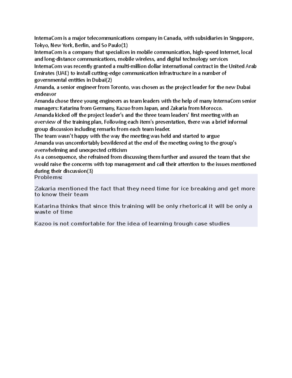 Summary presentation - Paper work - InternaCom is a major ...