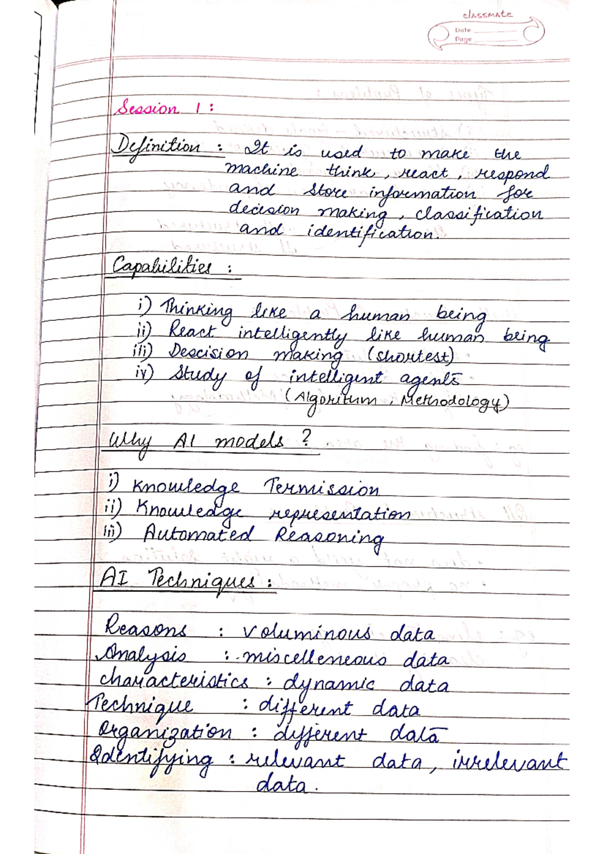 Unit 1 Handwritten Notes - Artificial Intelligence - Studocu