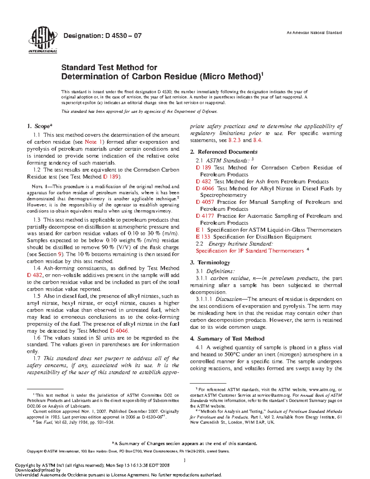 Carbon residual ASTM D4530 - Designation: D 4530 – 07 An American ...