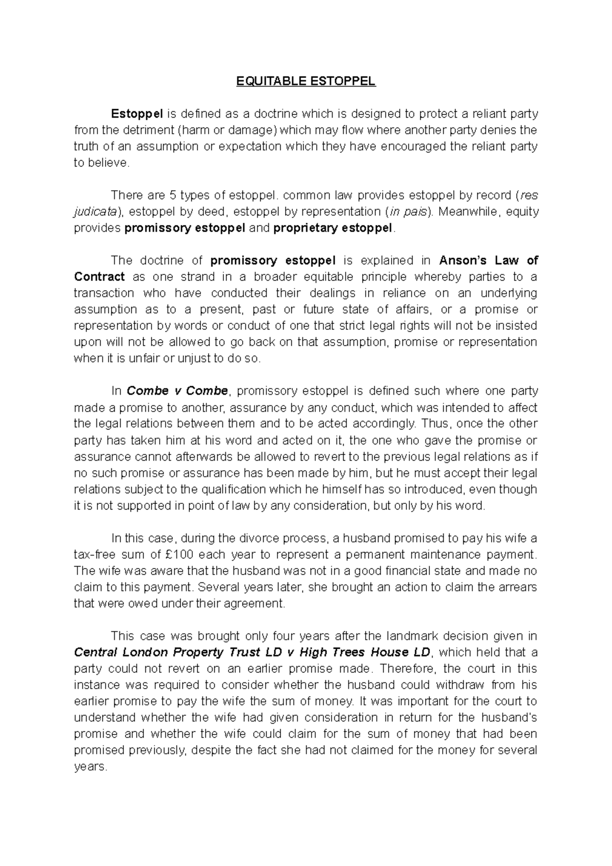 Sample/practice exam 13 January 2020, questions and answers - EQUITABLE ...