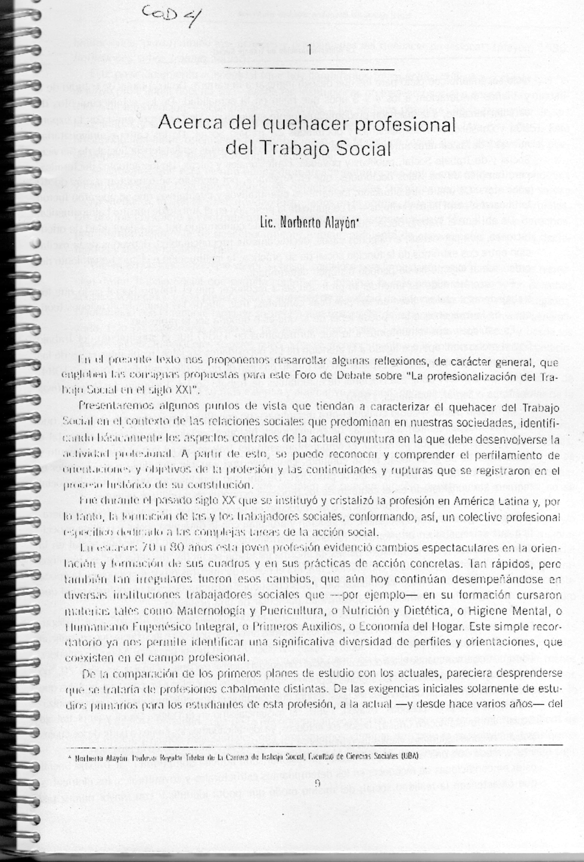 Alayon-Acerca del quehacer profesional - COD 4 1 Acerca del quehacer ...