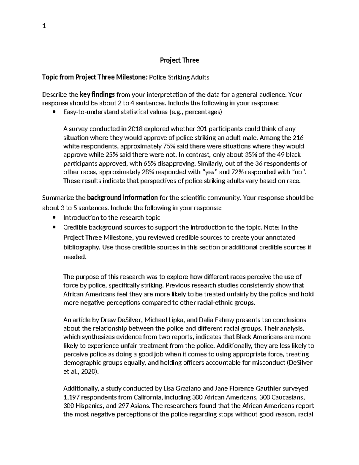 PSY260 Project Three - Project Three Topic from Project Three Milestone: Police Striking Adults ...