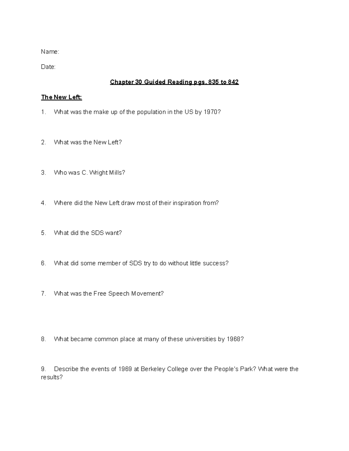 [Template] Ch 30 Guided pg. 835 - Name: Date: Chapter 30 Guided Reading ...