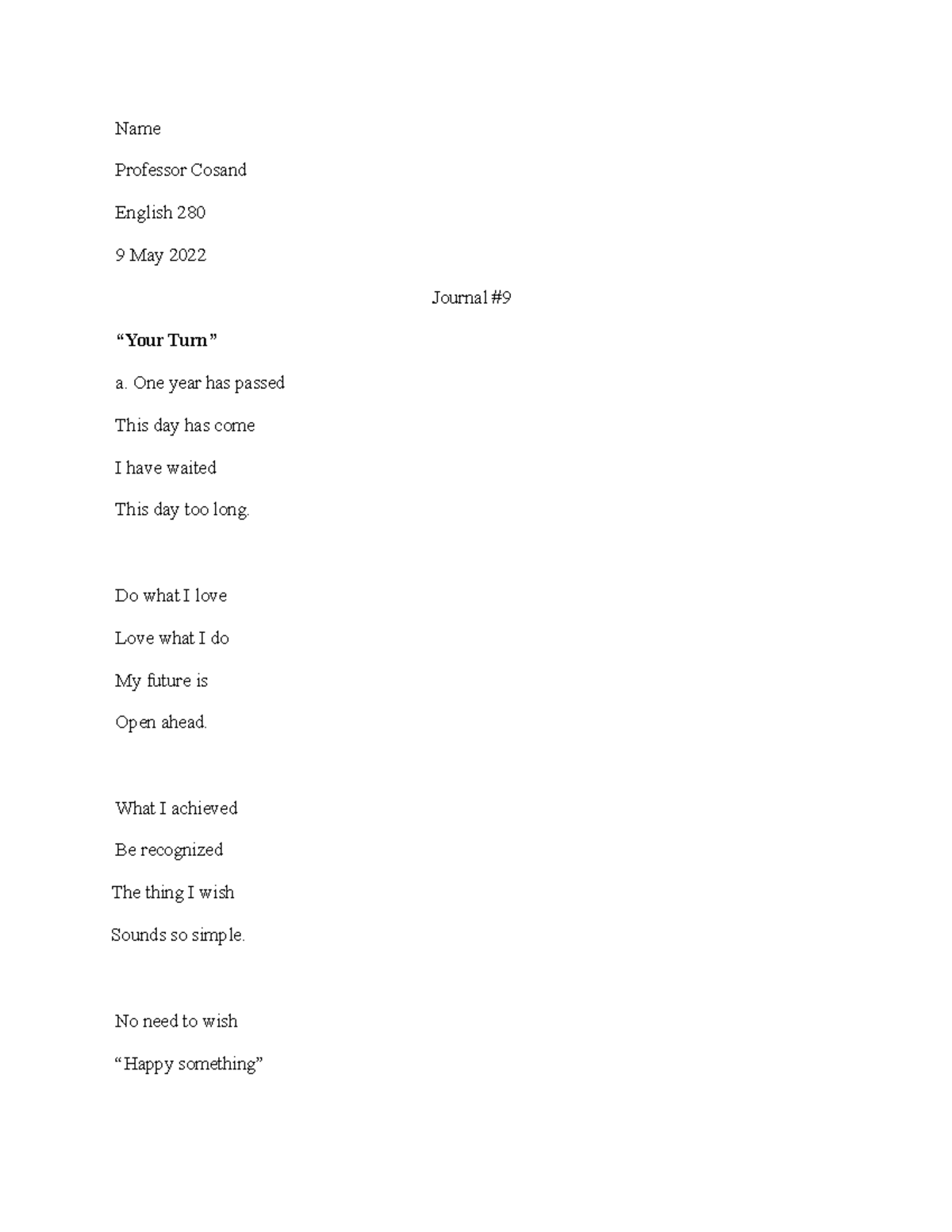 Journal 9 - Notes and select exercises from the textbook "Gotham ...