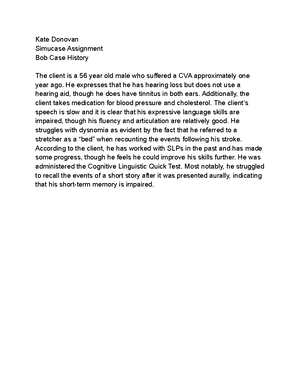 Rob - Overview and details for SLP simucase "Rob" - Case History Family ...