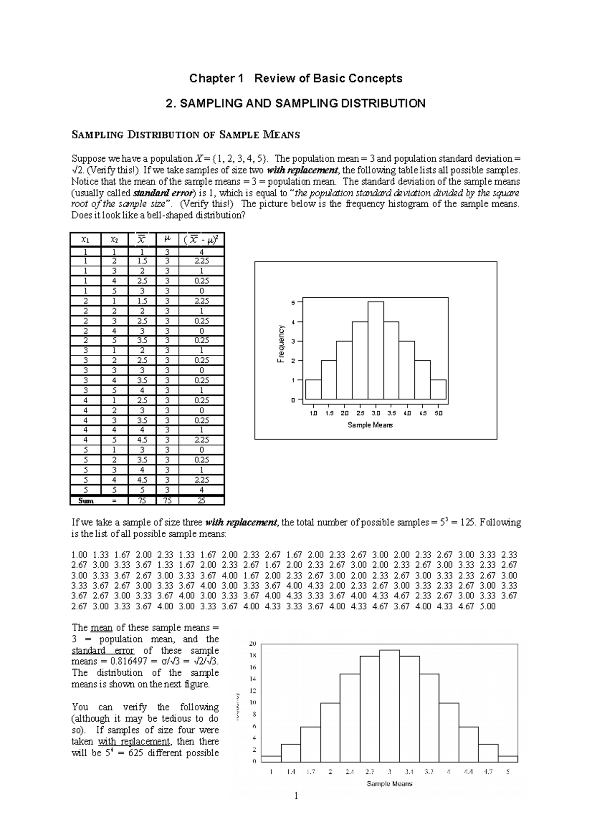 1.2 Review of Basic Concepts - Sampling and Sampling Distribution ...