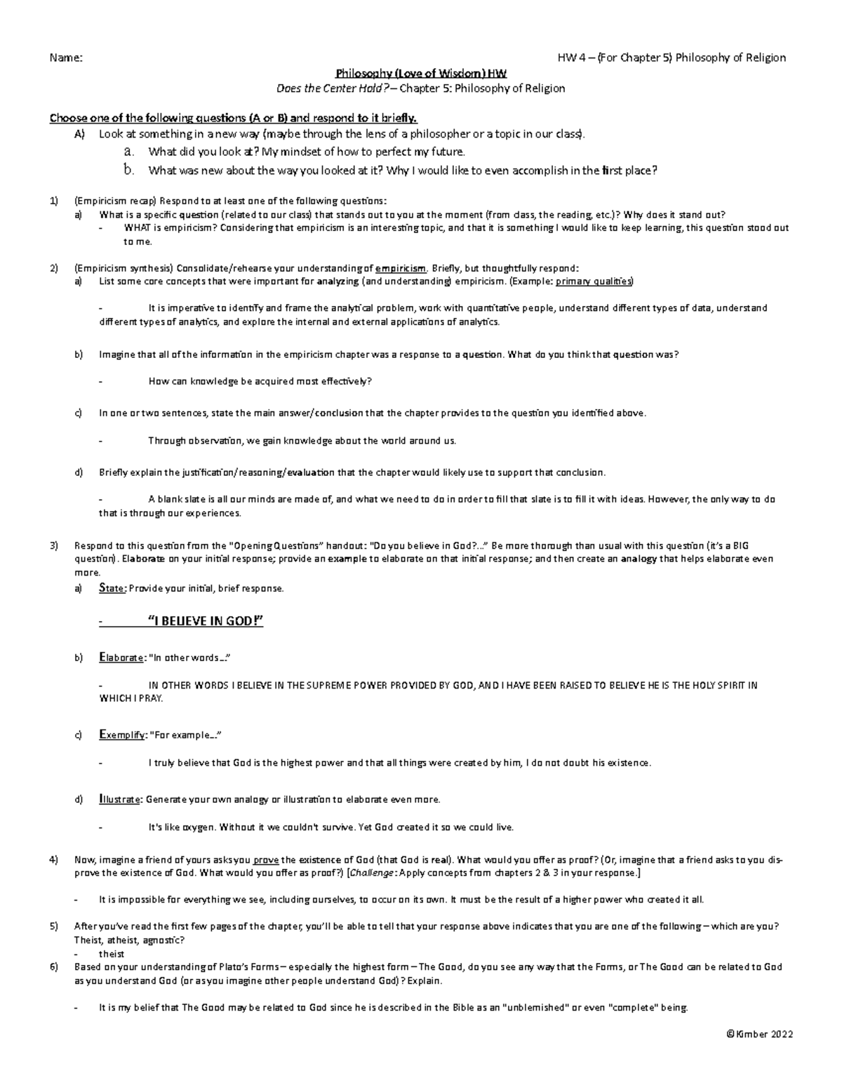 HW 4 Religion - homework assignments per classes with great scores ...