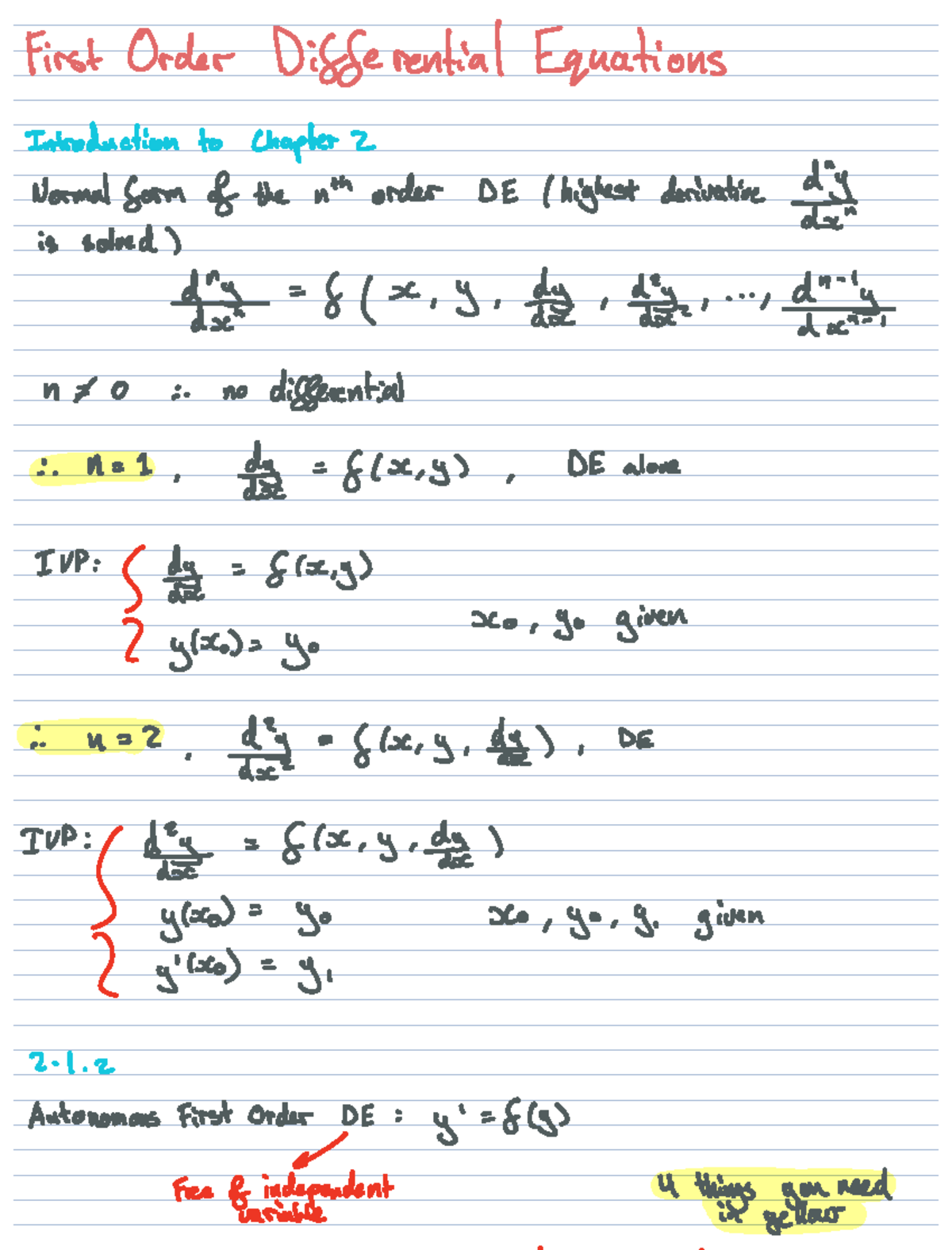 Class Chapter 2 First-Order Differential Equations - First Order Differential Equations ...
