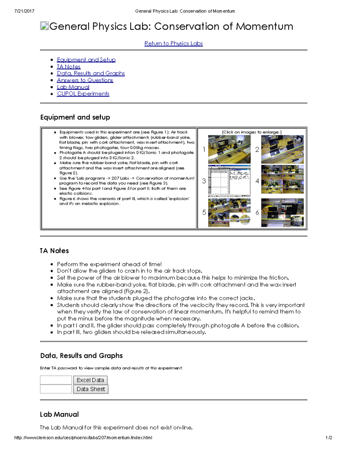 General Physics Lab Conservation of Momentum - 7/21/2017 General ...