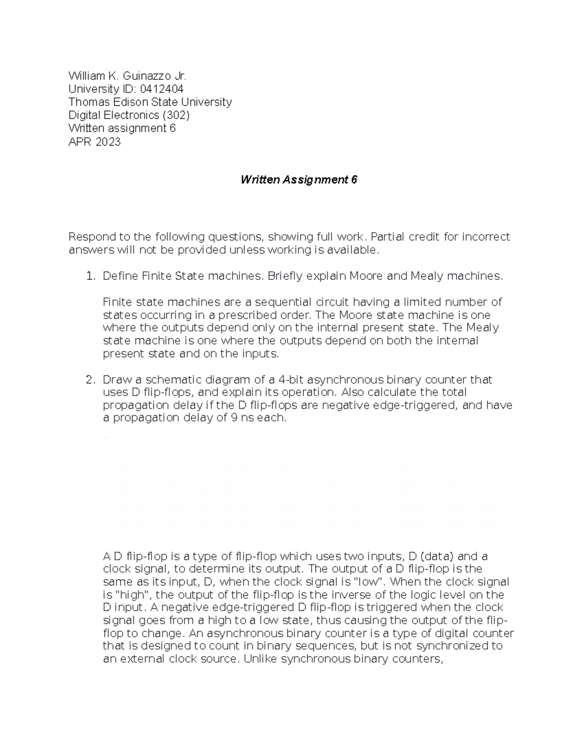 Written assignment 6 - William K. Guinazzo Jr. University ID: 0412404 ...