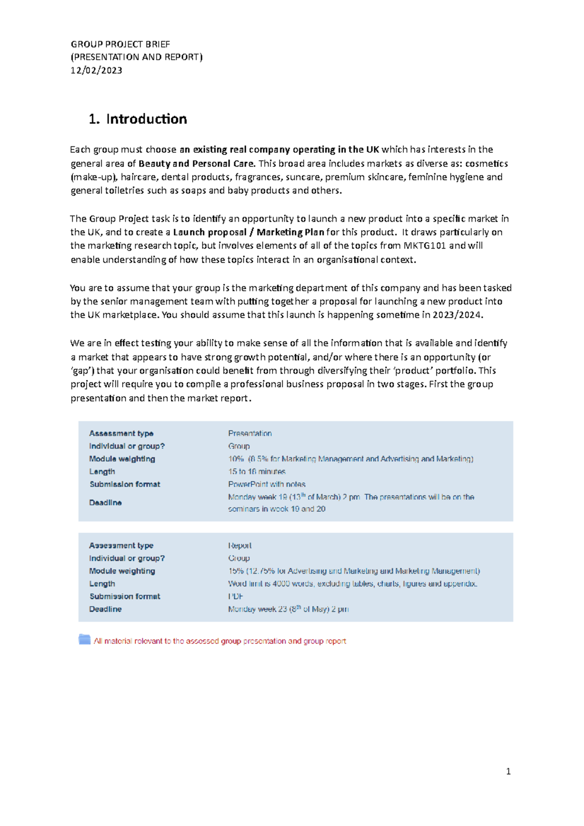 Group Project Brief 13 - report planning - (PRESENTATION AND REPORT) 12 ...