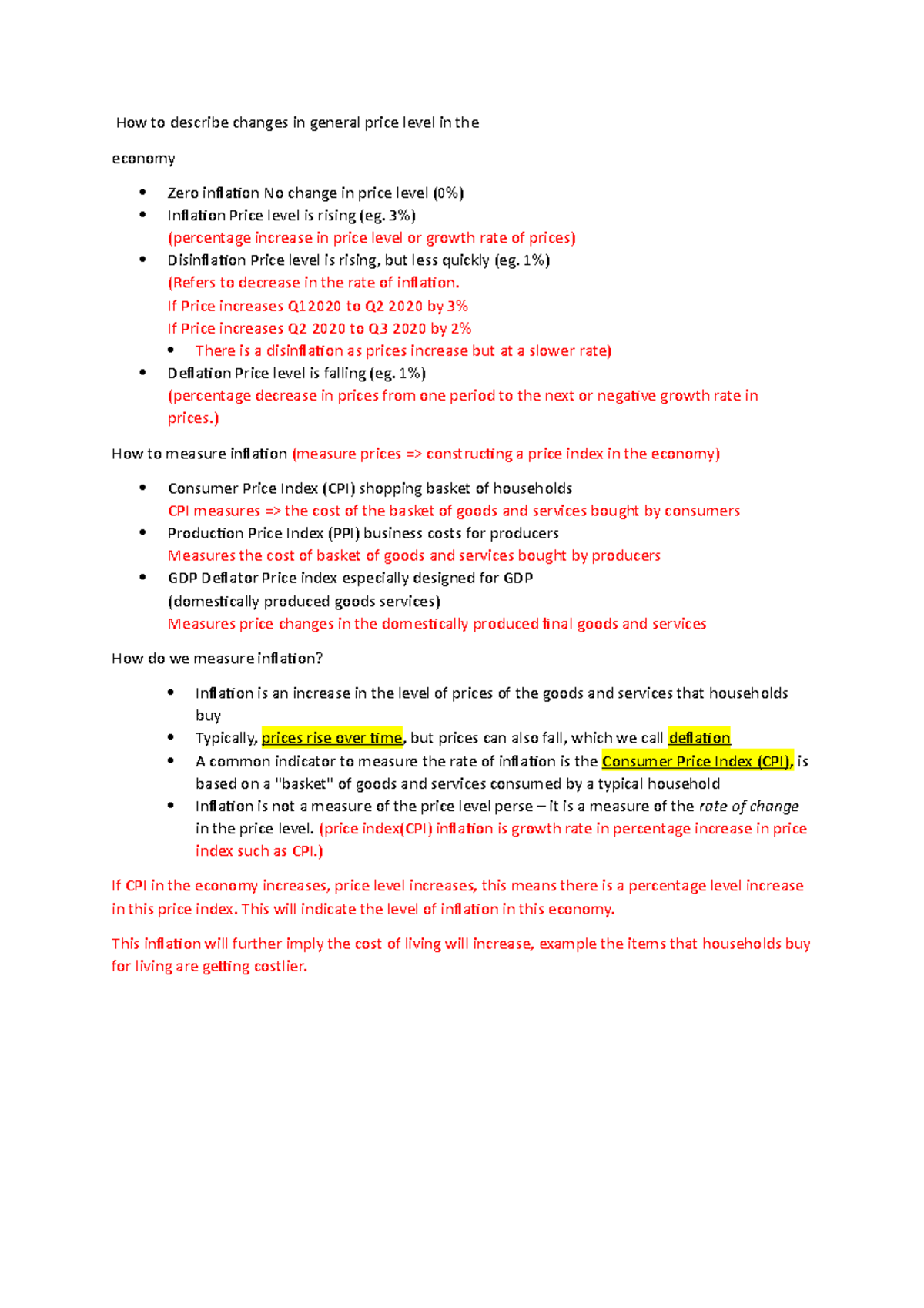 Macro 1 VF03 notes - How to describe changes in general price level in ...