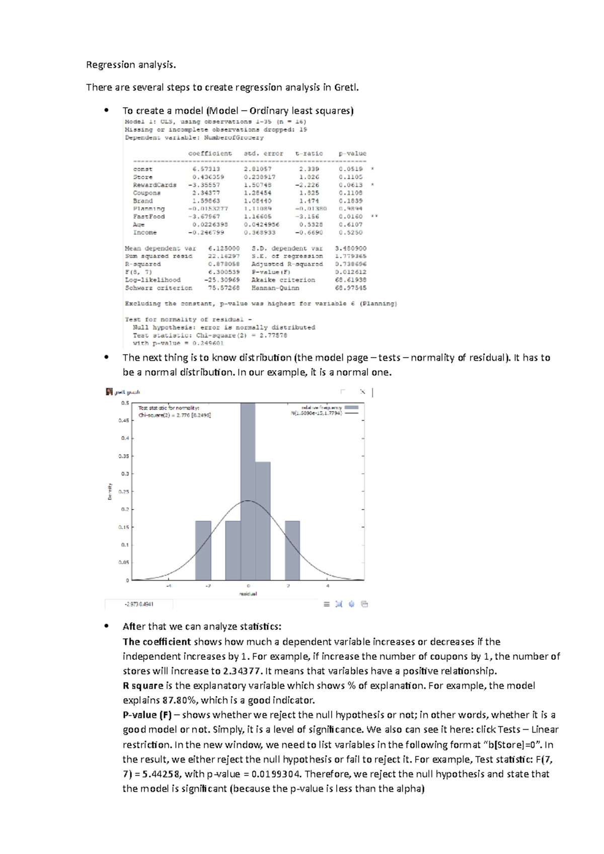DF9 - Gretl Analysis - Regression analysis. There are several steps to create regression ...