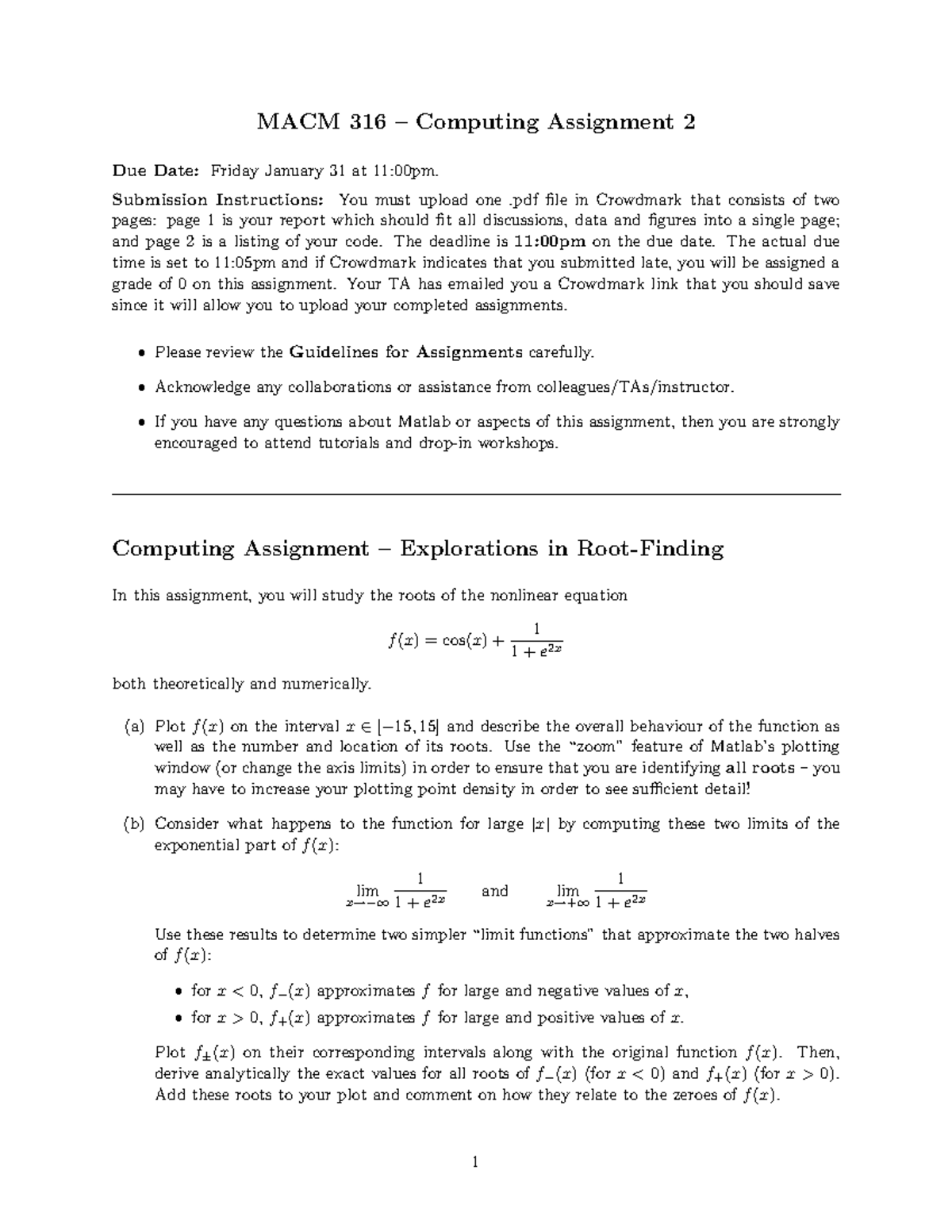 Ca2macm316spring 2020 - MACM 316 – Computing Assignment 2 Due Date ...