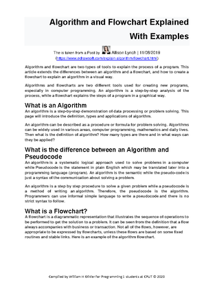 [Solved] What are examples of flowchart - Programming 1 (PRG152S) - Studocu