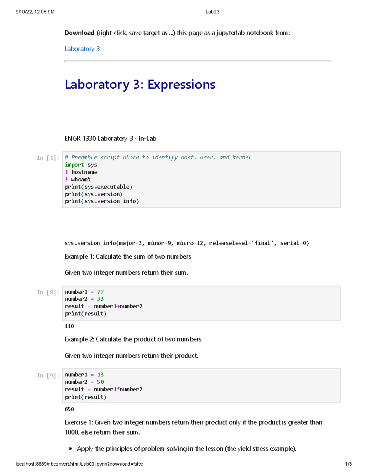 ENGR 1330 LAB 03 - 9/10/22, 12:05 PM Lab localhost:8889/nbconvert/html/Lab03?download=false 1 ...