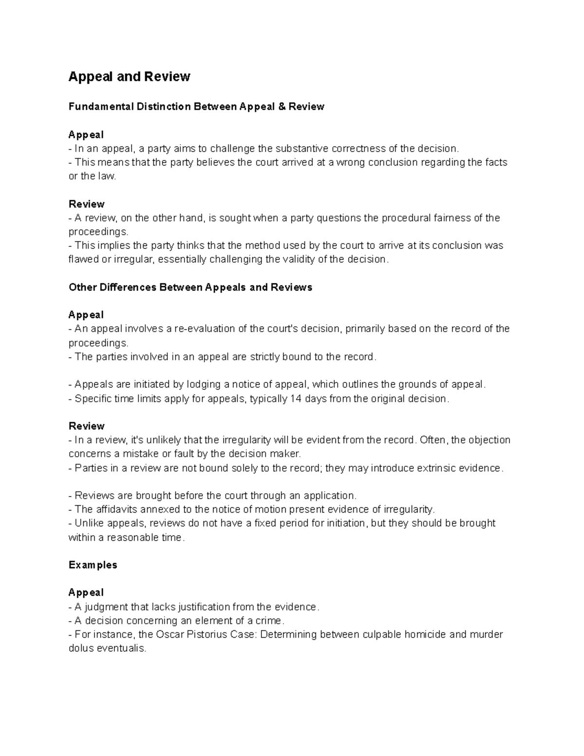 Appeal and Review - Appeal and Review Fundamental Distinction Between ...