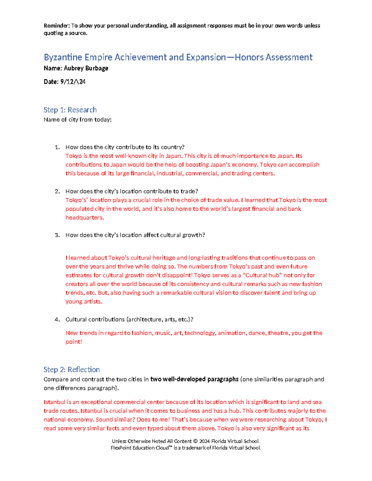 01.06 world history honors assignment - Reminder: To show your personal ...