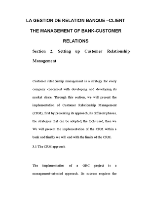 LA Gestion DE Relation Banque – Client Chapitre 2 Marketing relationnel ...
