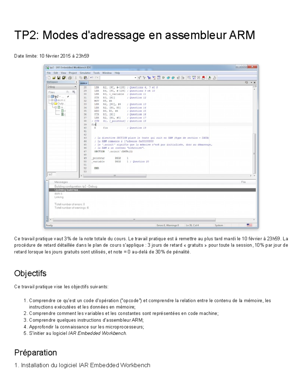 TP2 - GIF-1001 Ordinateurs Structure et Applications - TP2: Modes d'adressage en assembleur ARM ...